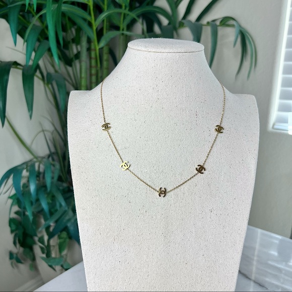 CHANEL | Jewelry | Chanel 8k Gold Mini Logo Pendants Necklace | Poshmark